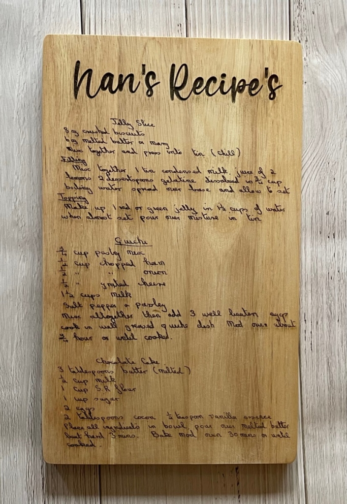 Recipe chopping board ⋆ Spend With Us - Buy From a Bush Business