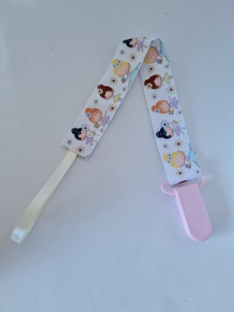 Girl with flower print dummy clip / pacifier clip ⋆ Spend With Us - Buy ...