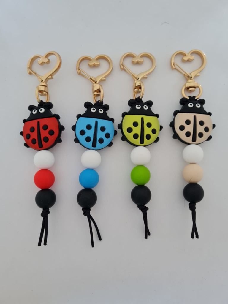 Ladybug silicone bead keychains ⋆ Spend With Us - Buy From a Bush Business