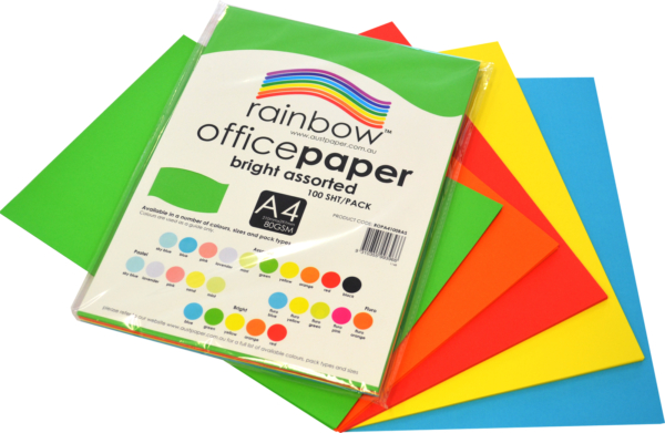 Rainbow A4 Copy Paper 80gsm 100 Sheets - Assorted Brights ⋆ Spend With ...