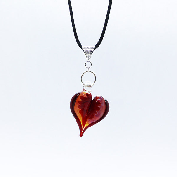 Red Artisan Heart offset pendant on black satin cord ⋆ Spend With Us ...