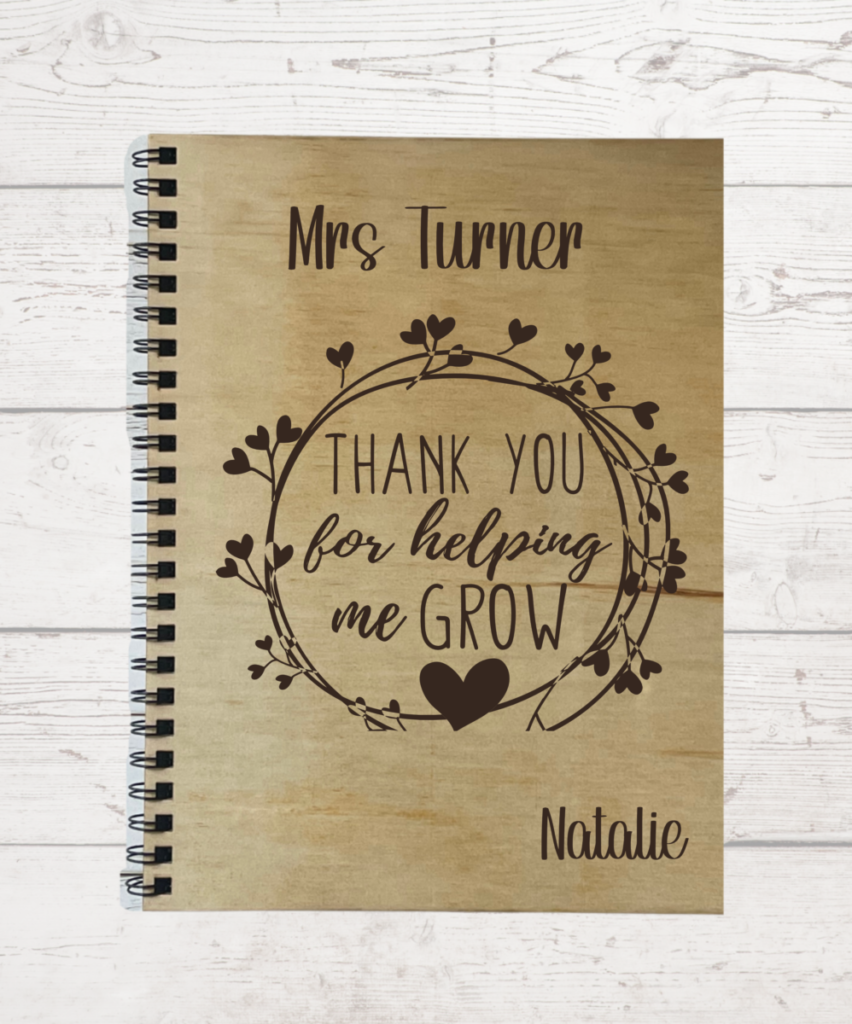 Wooden engraved notebook ⋆ Spend With Us - Buy From a Bush Business