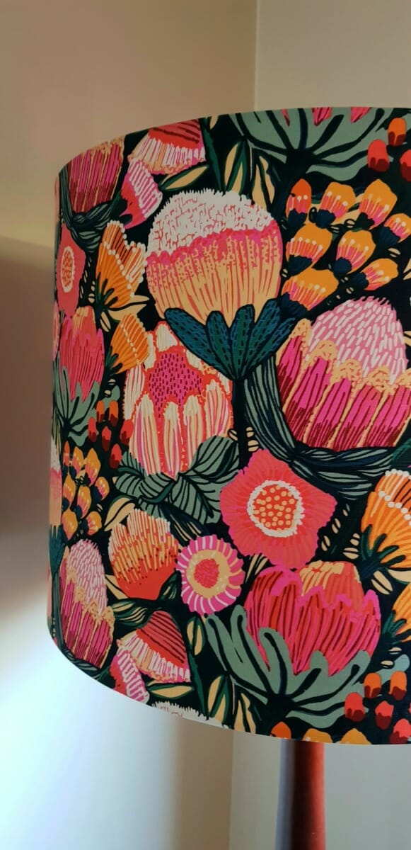 Large floor lamp size lampshade, Vibrant colourful Australian flowers ...