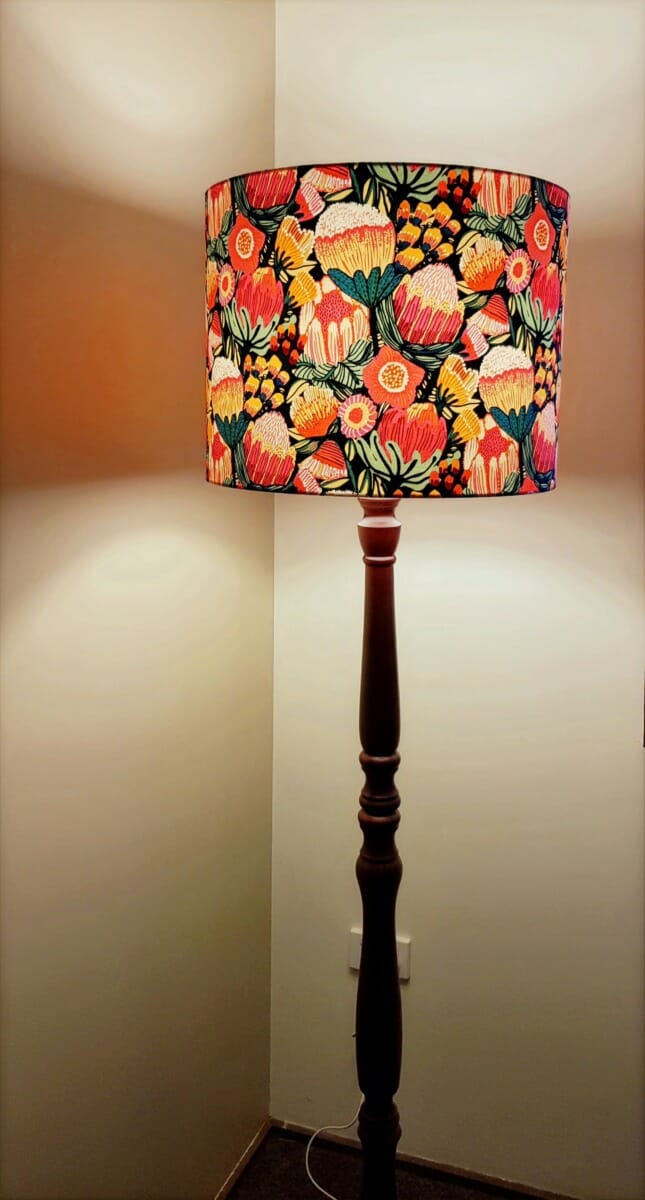 Large floor lamp size lampshade, Vibrant colourful Australian flowers ...