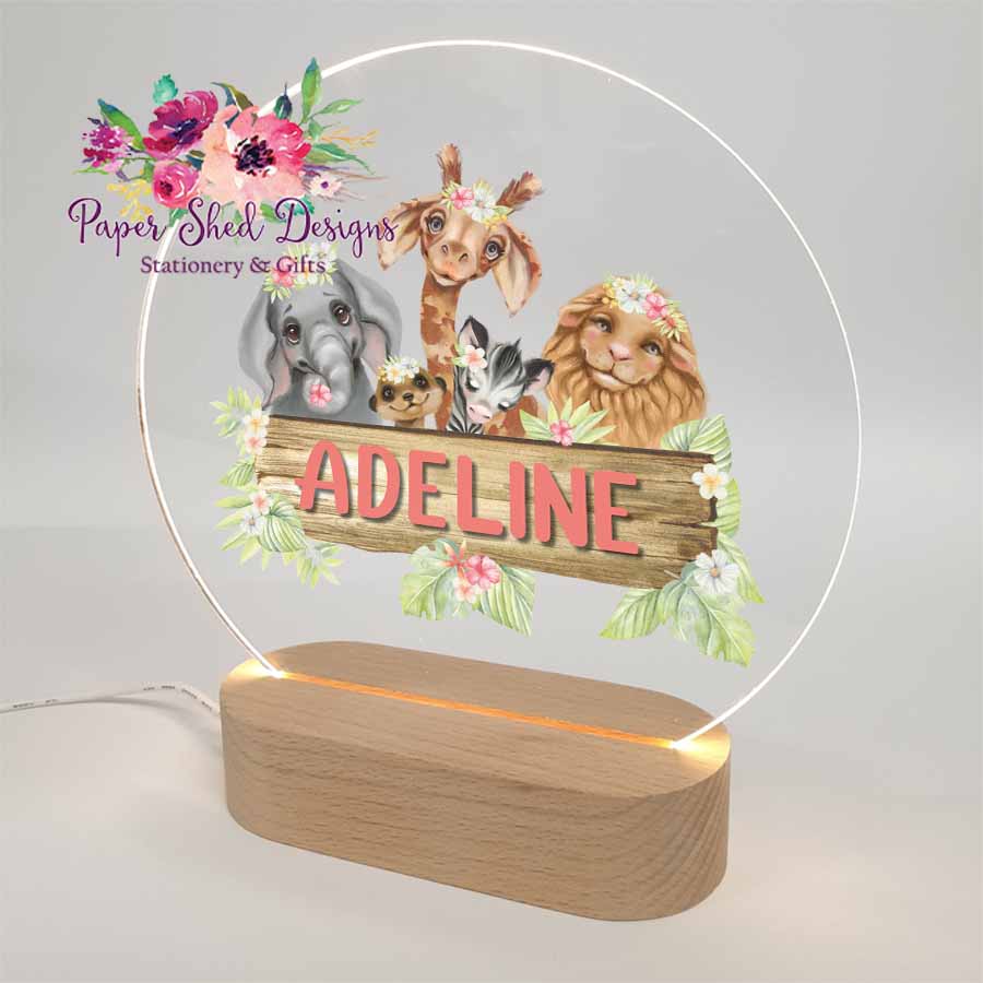Personalised Night Light | Floral Jungle Animals ⋆ Spend With Us - Buy ...