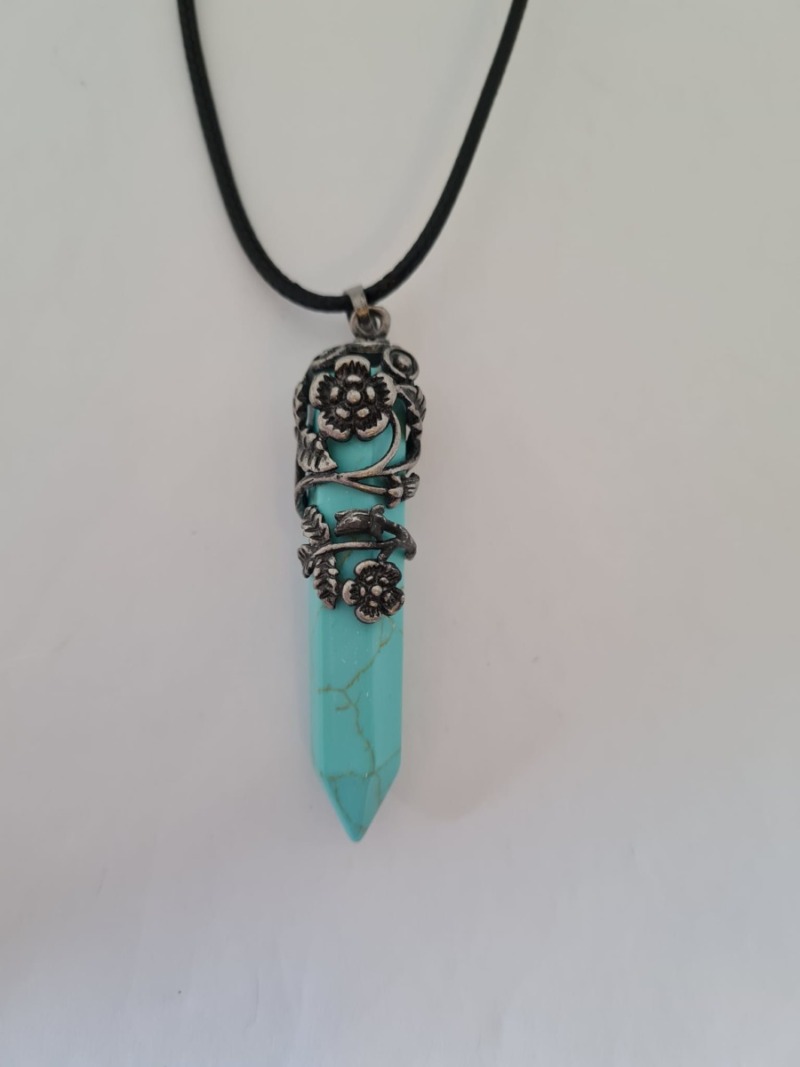 jade natural stone hexagon column pendant necklace ⋆ Spend With Us ...