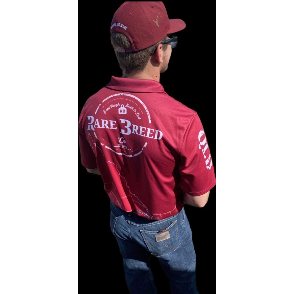Queenslander Maroon polo t-shirt. ⋆ Spend With Us - Buy From a Bush ...