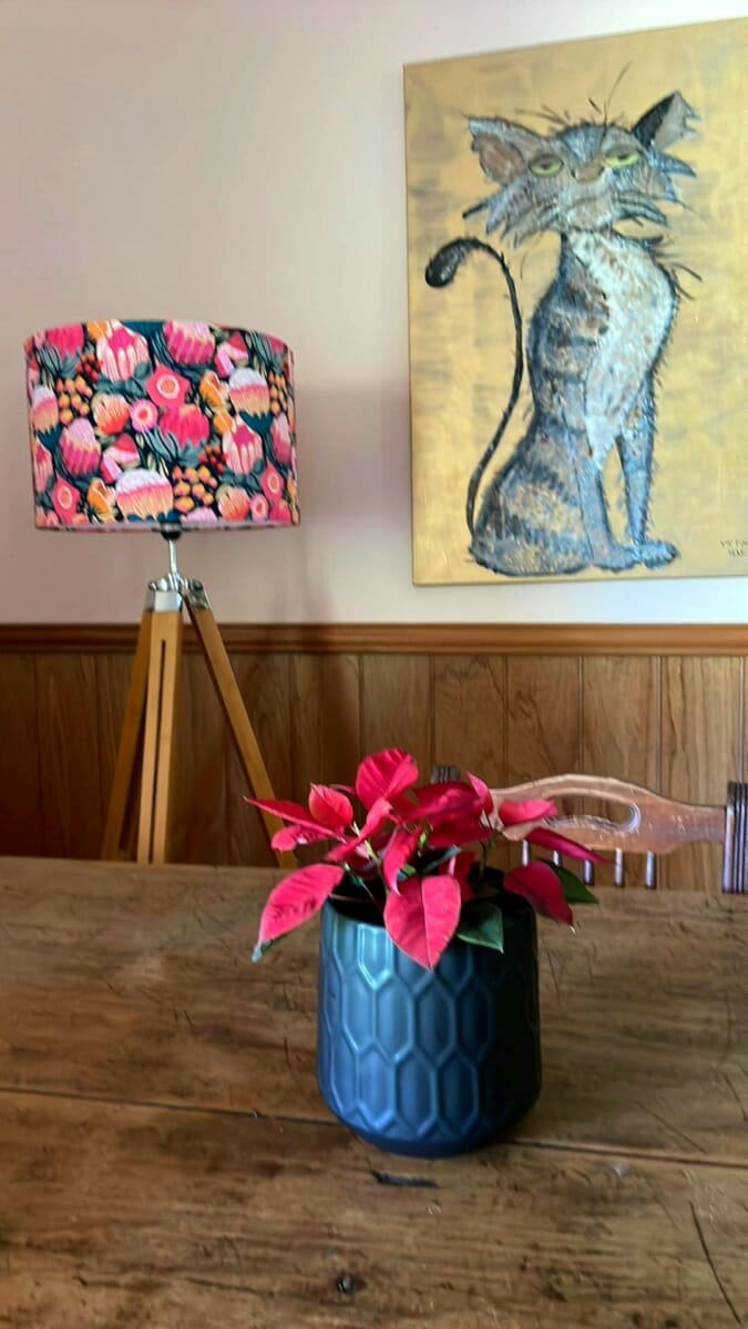 Large floor lamp size lampshade, Vibrant colourful Australian flowers ...