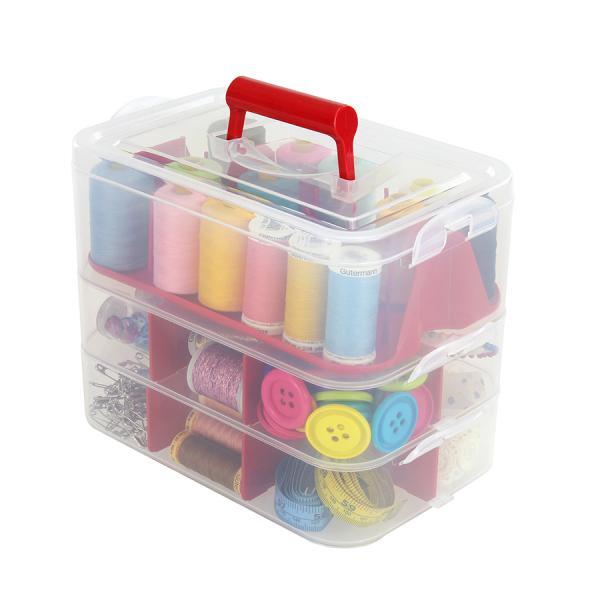 Storage Box 3-Tier Craft Organizer Clear Compartment Containers ⋆ Spend ...