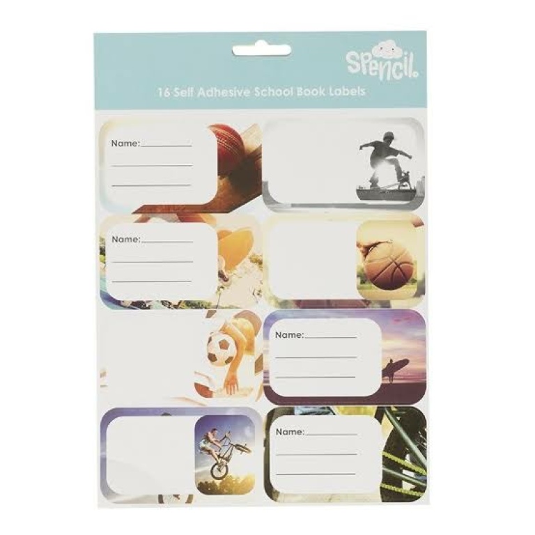 Spencil - 16 Self Adhesive School Book Labels - Sports Collage ⋆ Spend ...