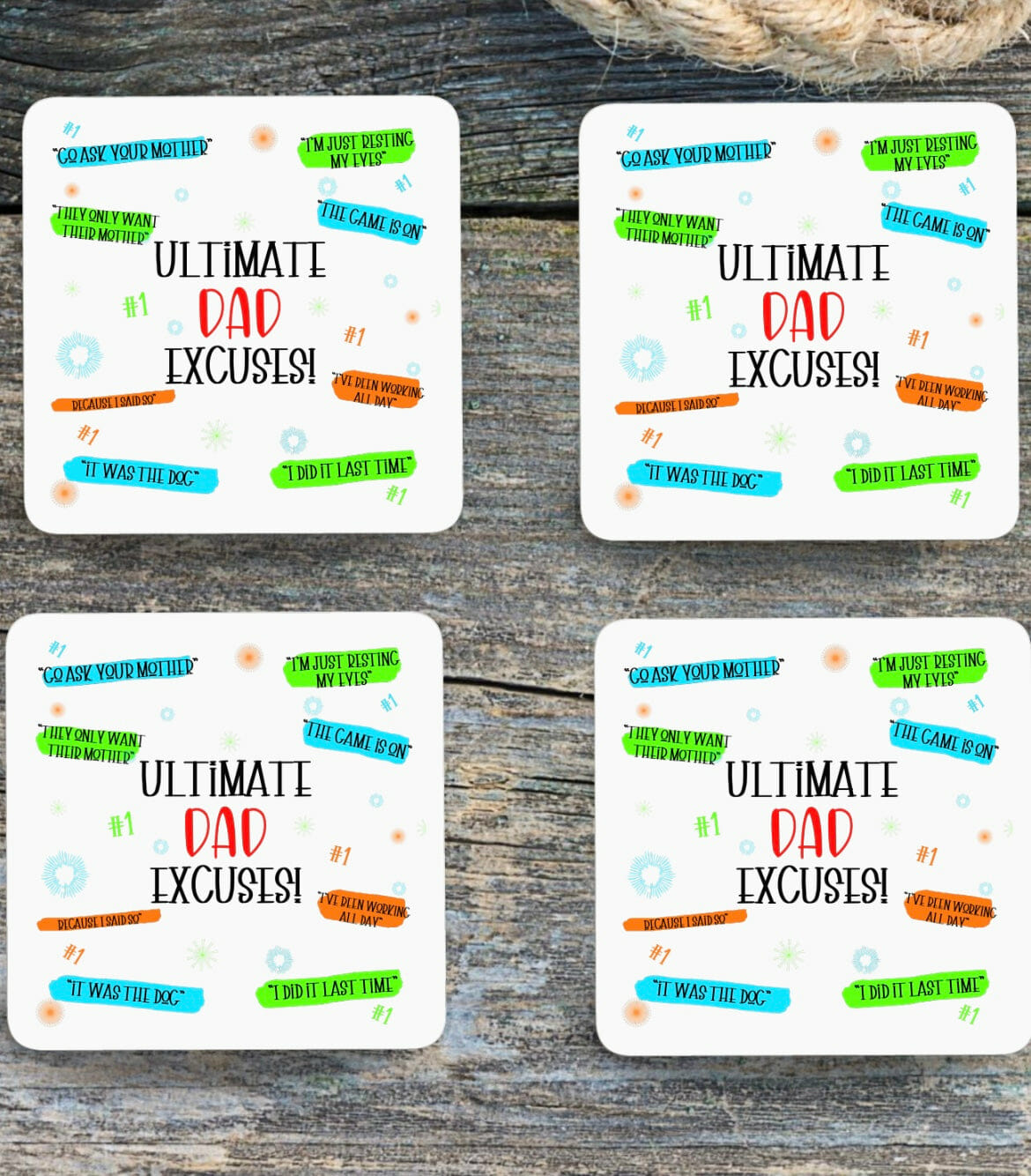 Dad coasters ⋆ Spend With Us - Buy From a Bush Business
