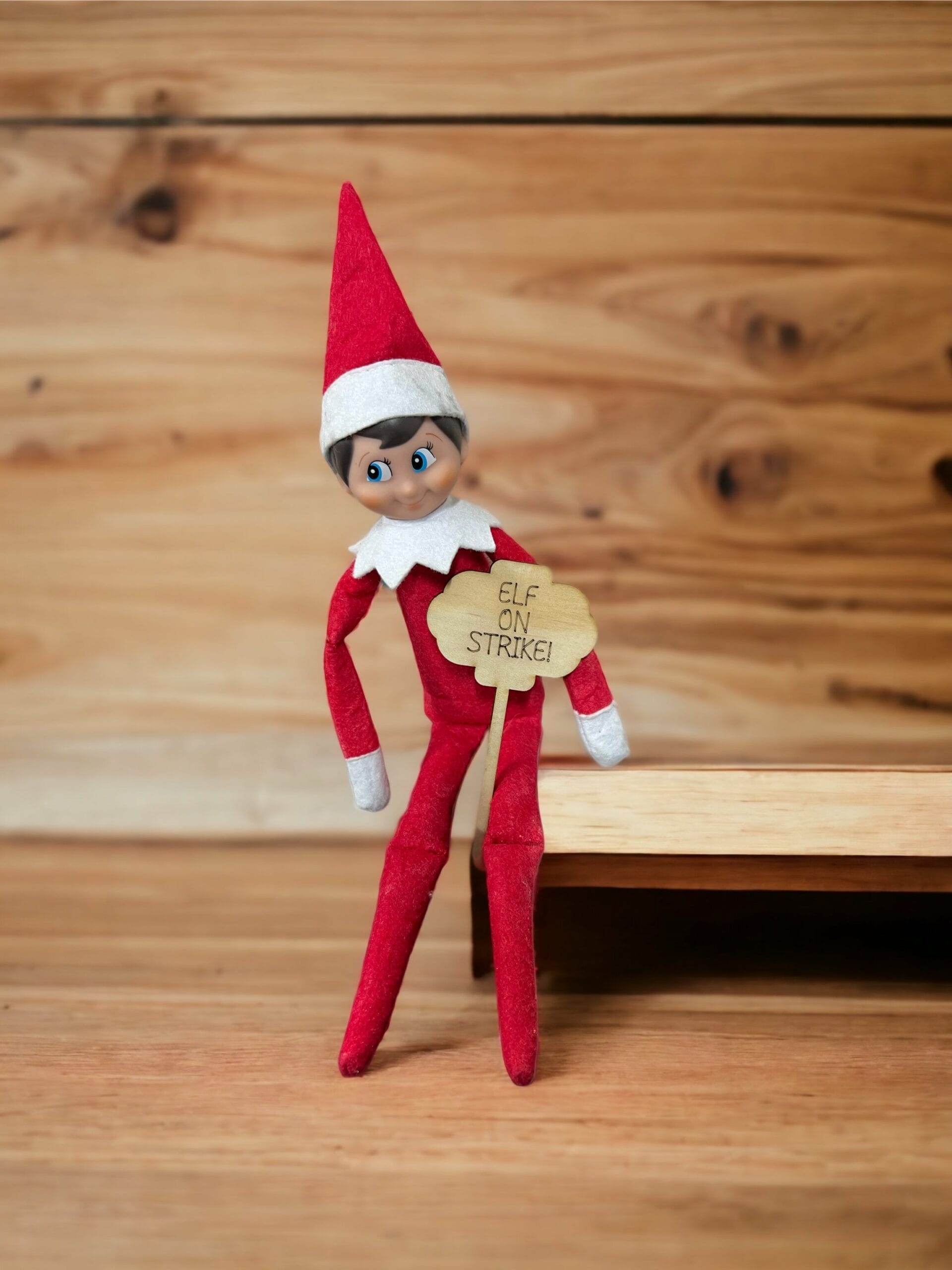 Elf prop - elf on strike sign ⋆ Spend With Us - Buy From a Bush Business
