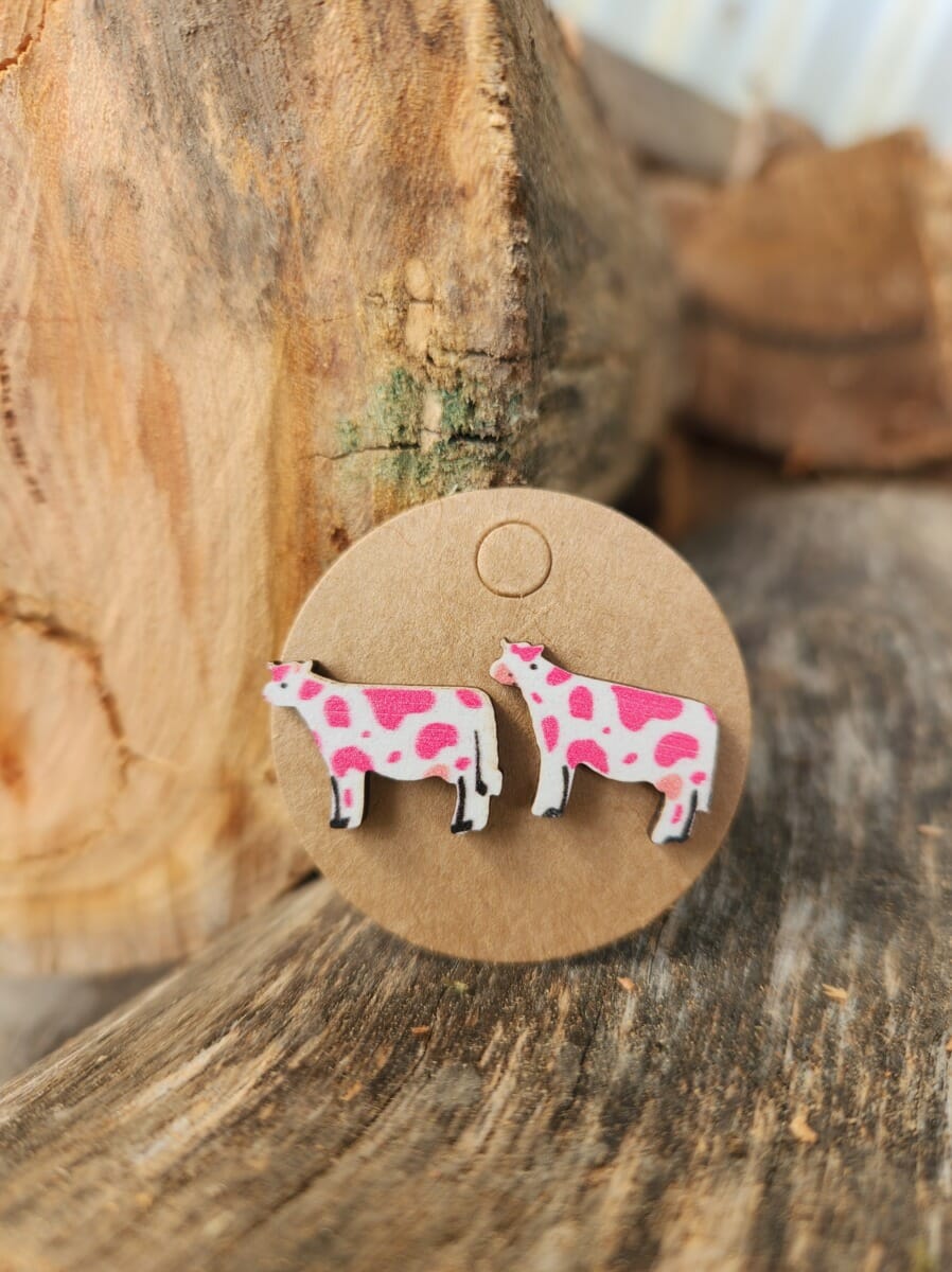 Rustic Pink Cow studs ⋆ Spend With Us - Buy From a Bush Business