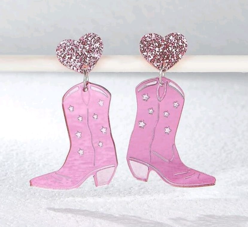 Pink shimmer cowgirl boot dangles ⋆ Spend With Us - Buy From a Bush ...
