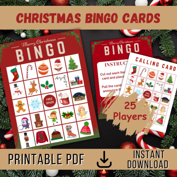 Christmas Game Fun Bingo Cards - PDF Printable Digital Download ⋆ Spend ...