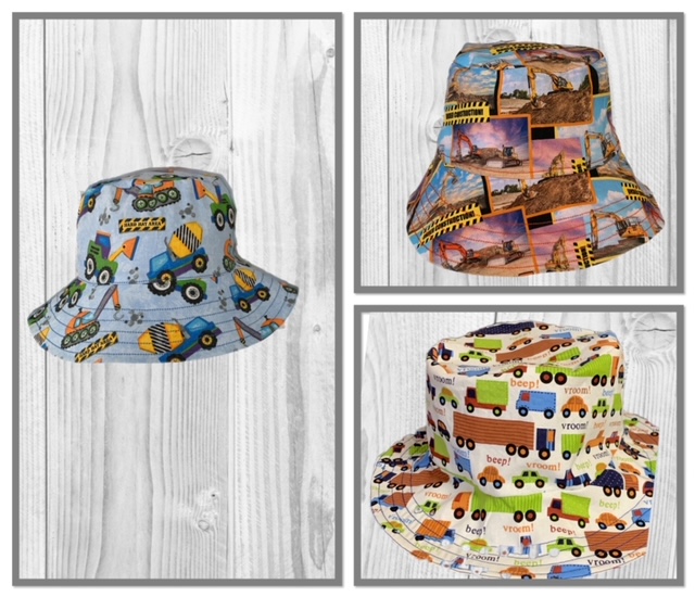 Handmade Reversible Bucket Hat - Excavators , Concrete Trucks and ...