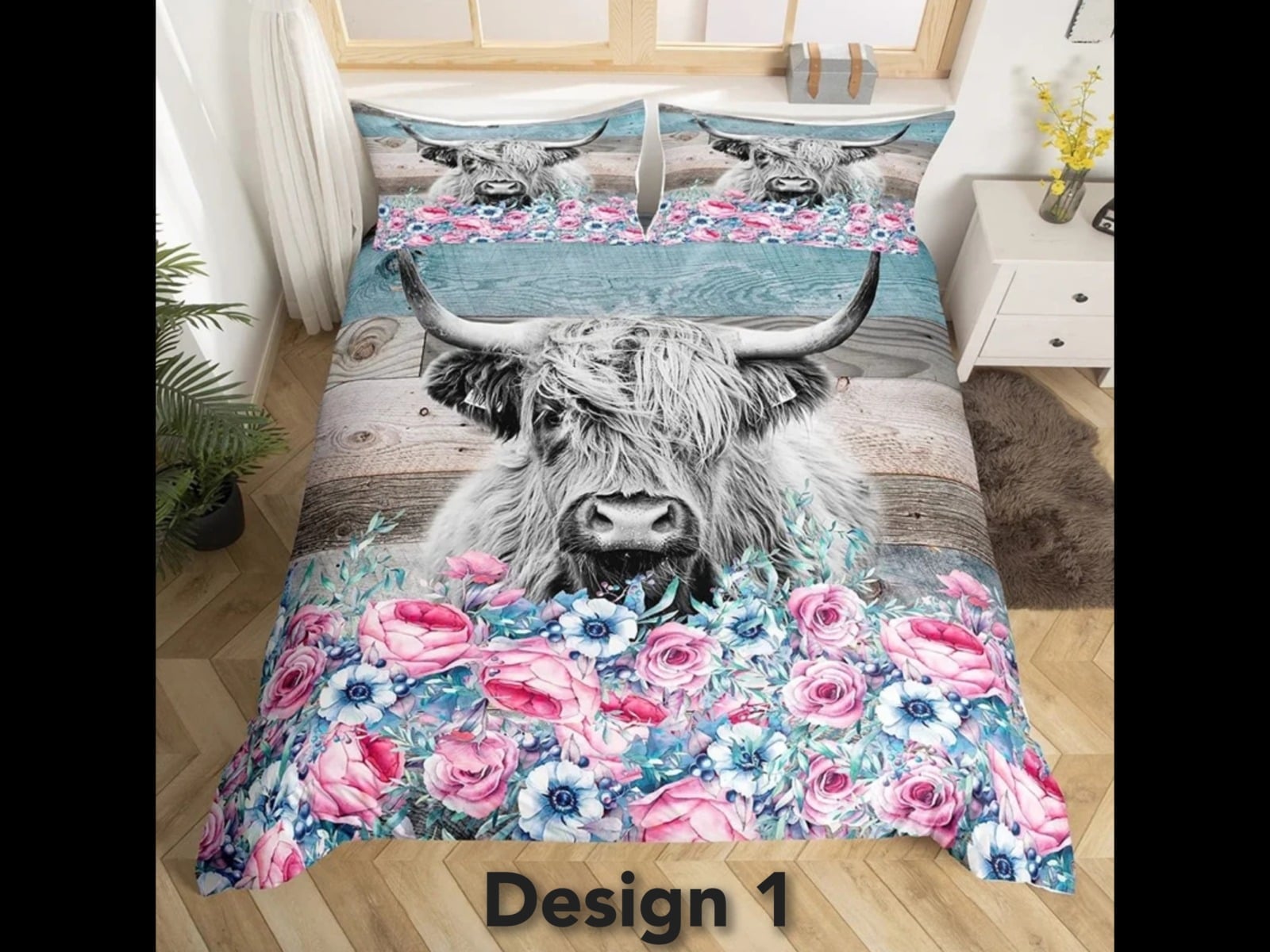 2024 Highland Cow Floral Bedding Sets - 8 Designs ⋆ Spend With Us - Buy ...
