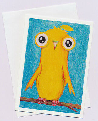 Greeting card of a yellow tweetie bird with big black eyes by artist ...