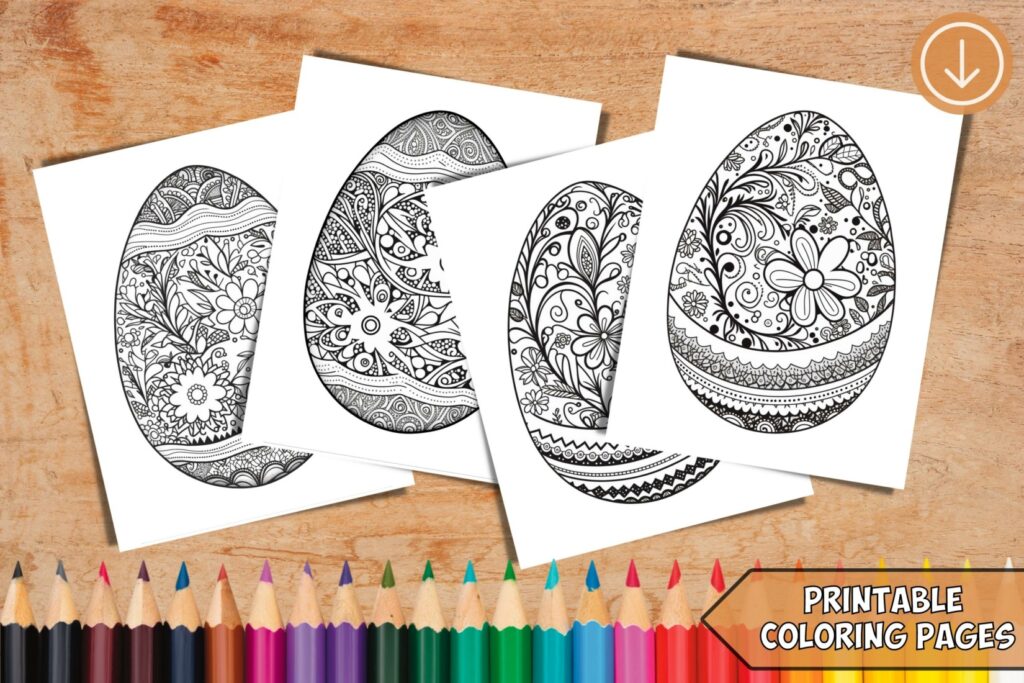 Mandala Easter Eggs Colouring in pages downloadable eBook ⋆ Spend With ...