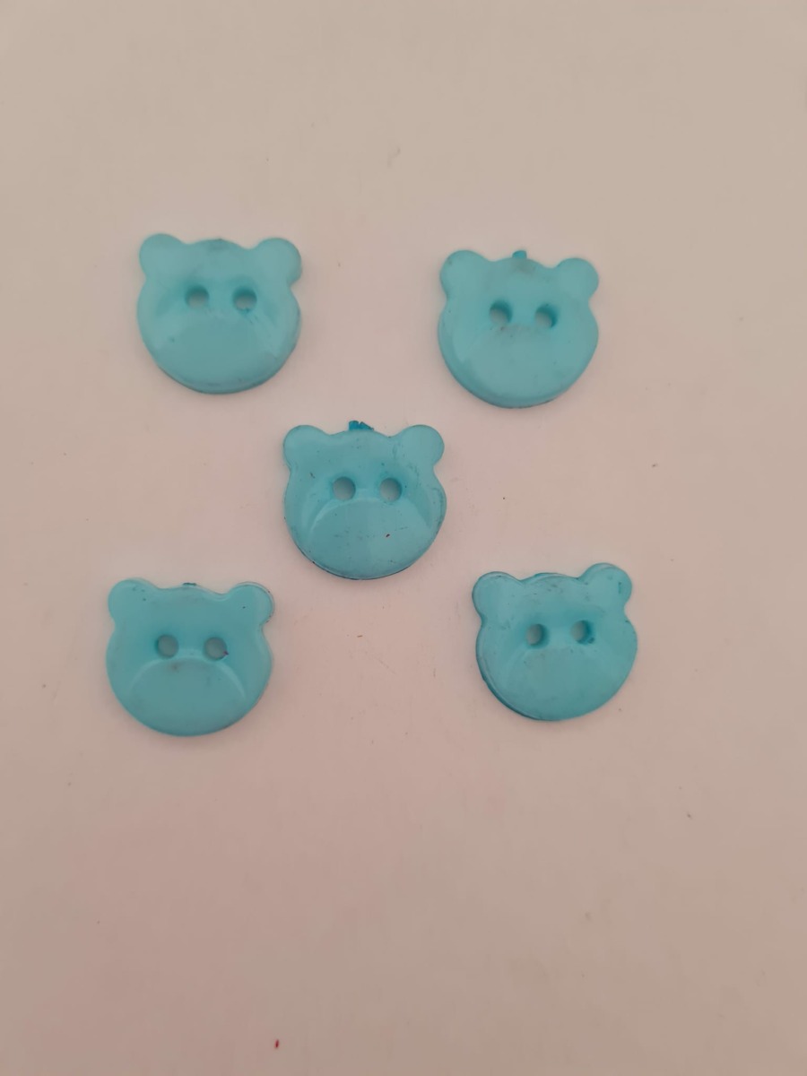 5 light blue teddy bear shaped resin buttons 12 mm ⋆ Spend With Us ...