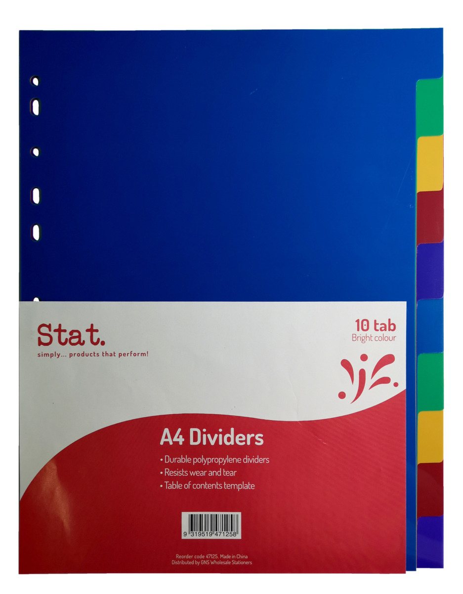 Stat Tab Dividers A4 PP 10 Tabs 47125 - 10 Pack ⋆ Spend With Us - Buy ...