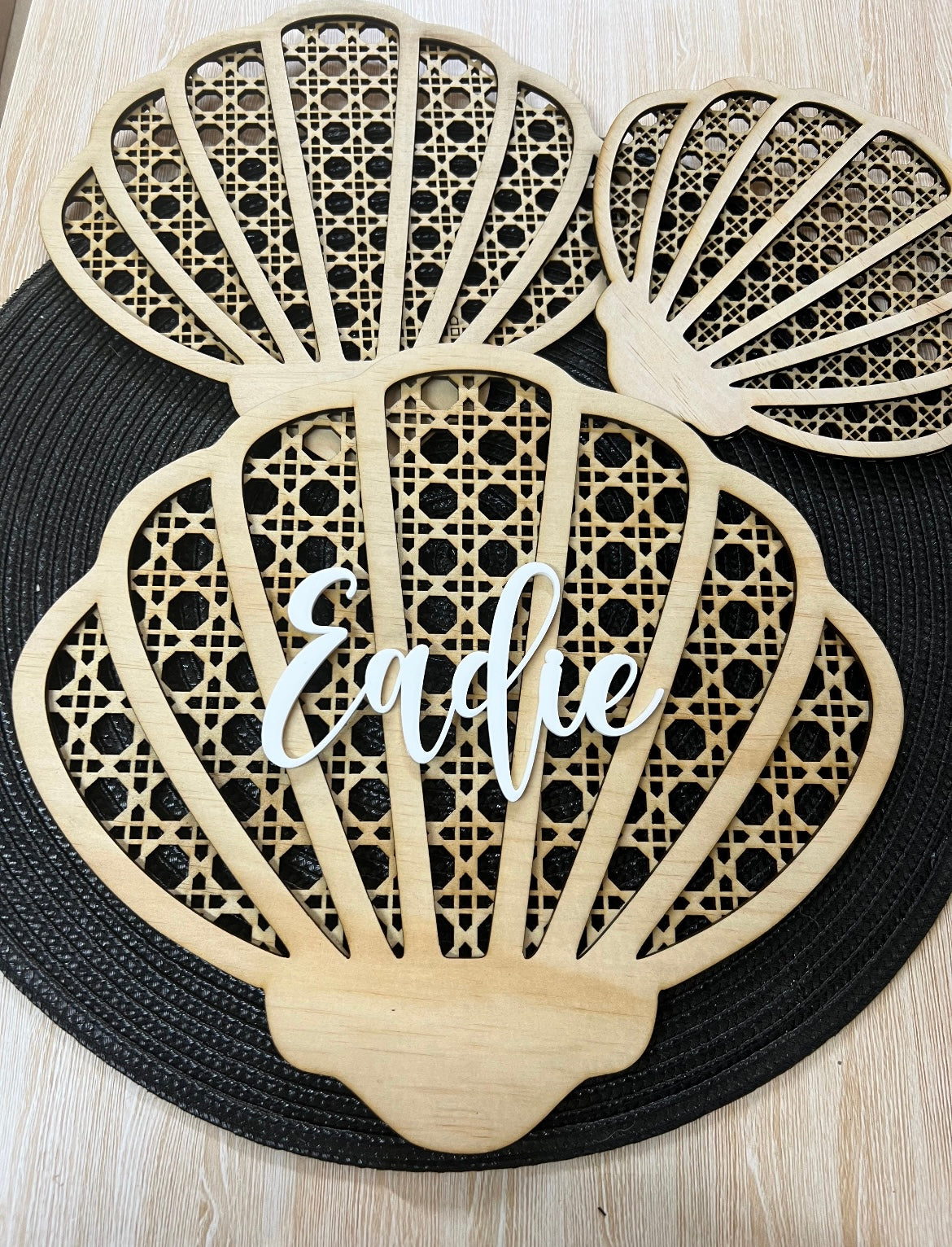 Set of 3 Rattan sea shells ⋆ Spend With Us - Buy From a Bush Business