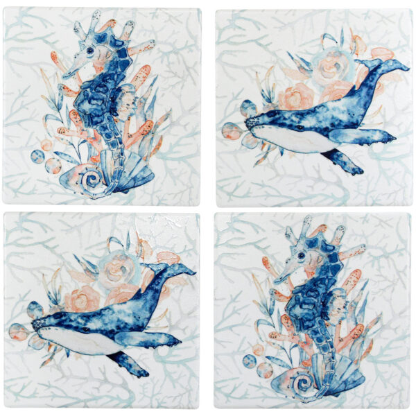 Ceramic Coasters | Ocean Animals | Set of 4 ⋆ Spend With Us - Buy From ...