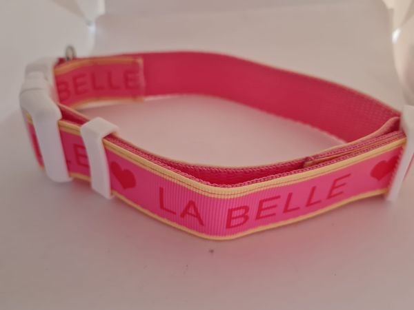 Pink and yellow La Bella print adjustable dog collar medium size ⋆ ...