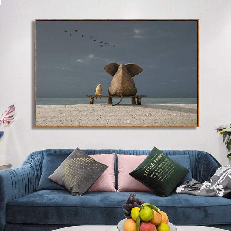 ELEPHANT BEST FRIENDS - FRAMED CANVAS WALL DECOR ⋆ Spend With Us - Buy ...