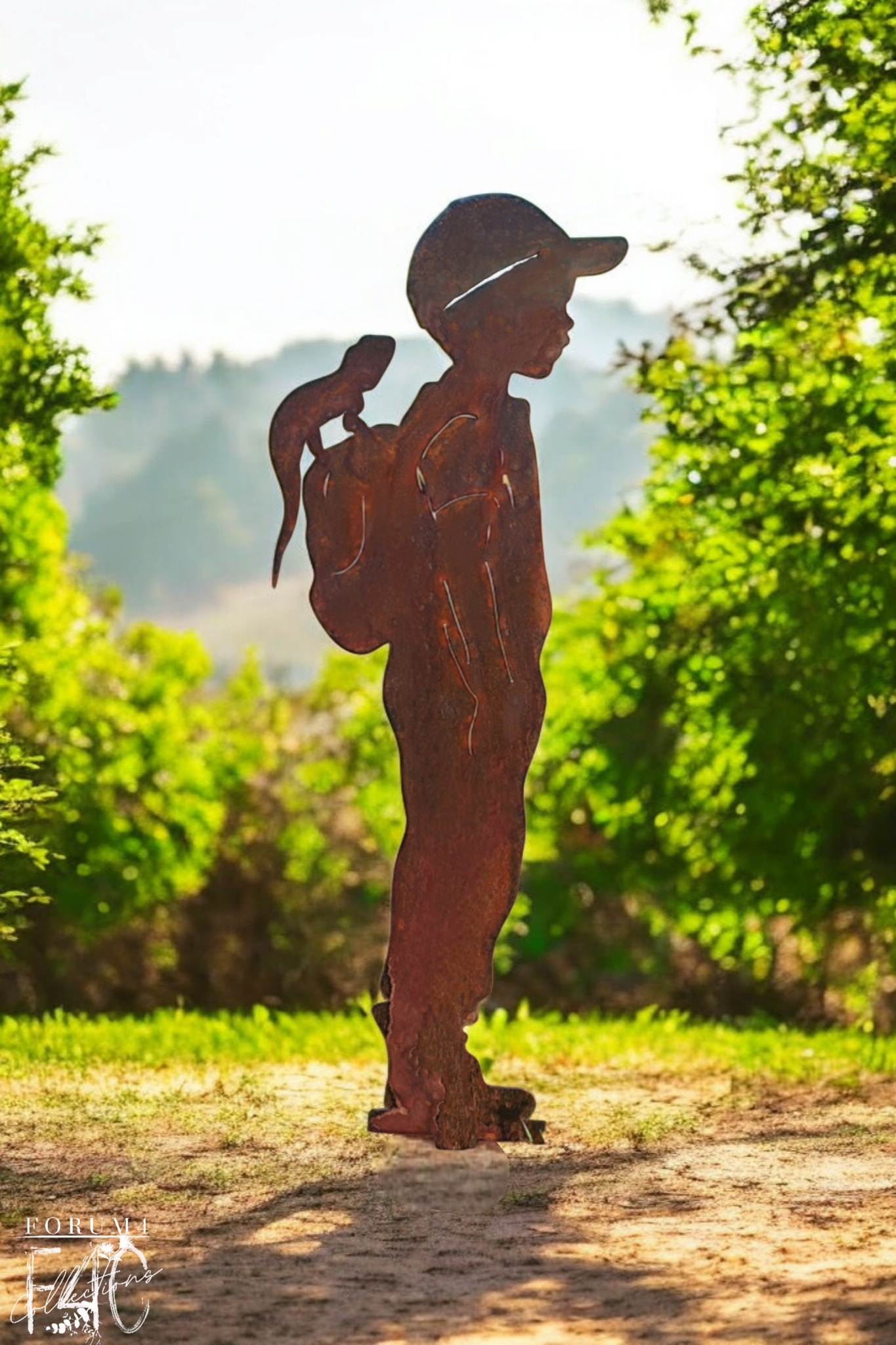 ZANE - BOY WITH LIZARD RUSTY METAL GARDEN STAKE - AUSTRALIAN MADE ⋆ ...