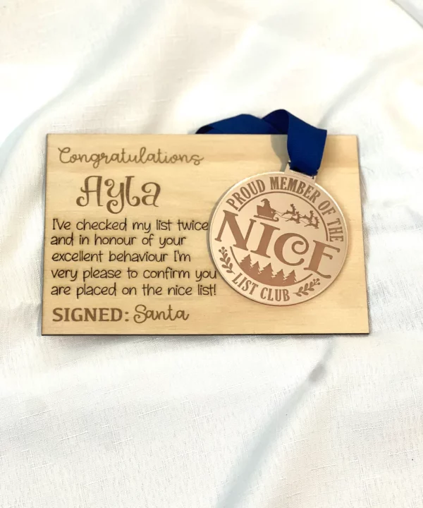 Nice list medal & card ⋆ Spend With Us - Buy From a Bush Business