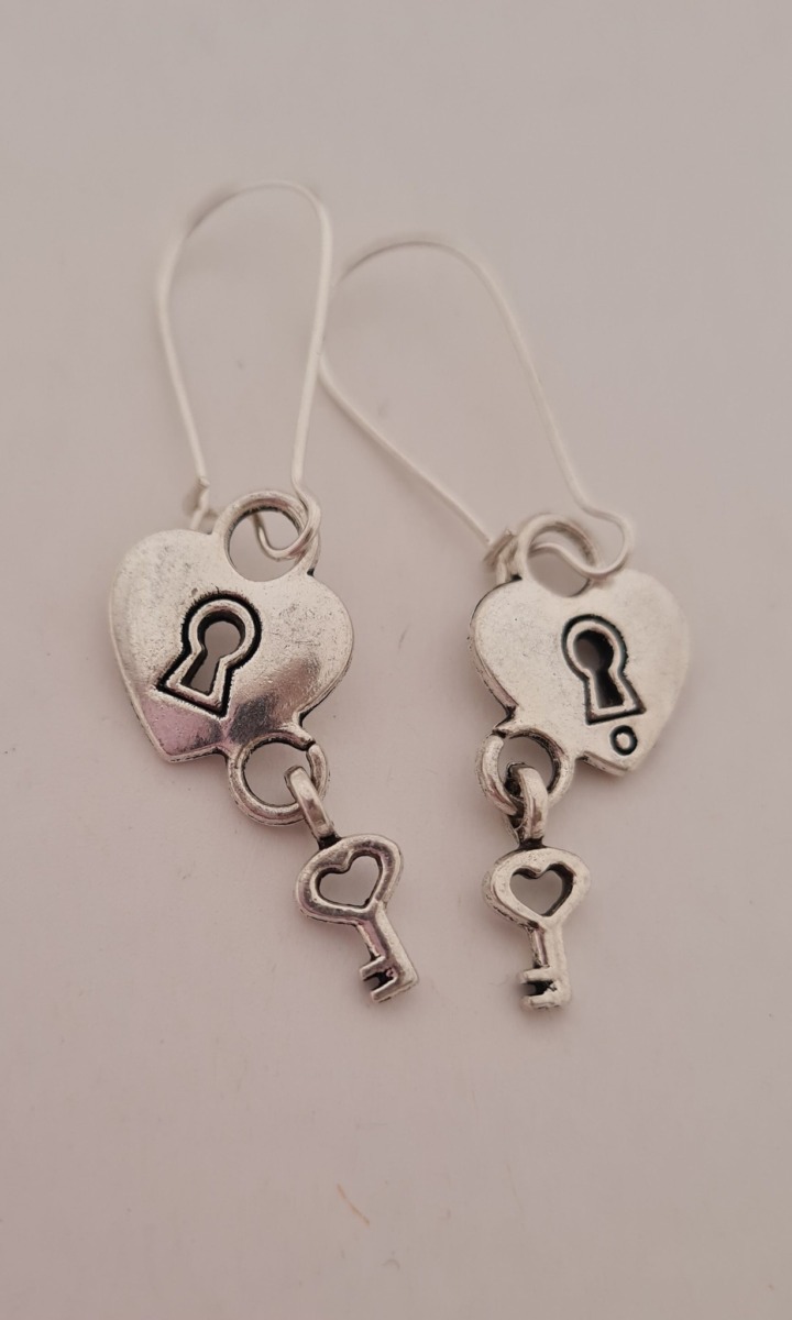 Silver lock and key romantic dangle earrings ⋆ Spend With Us - Buy From ...