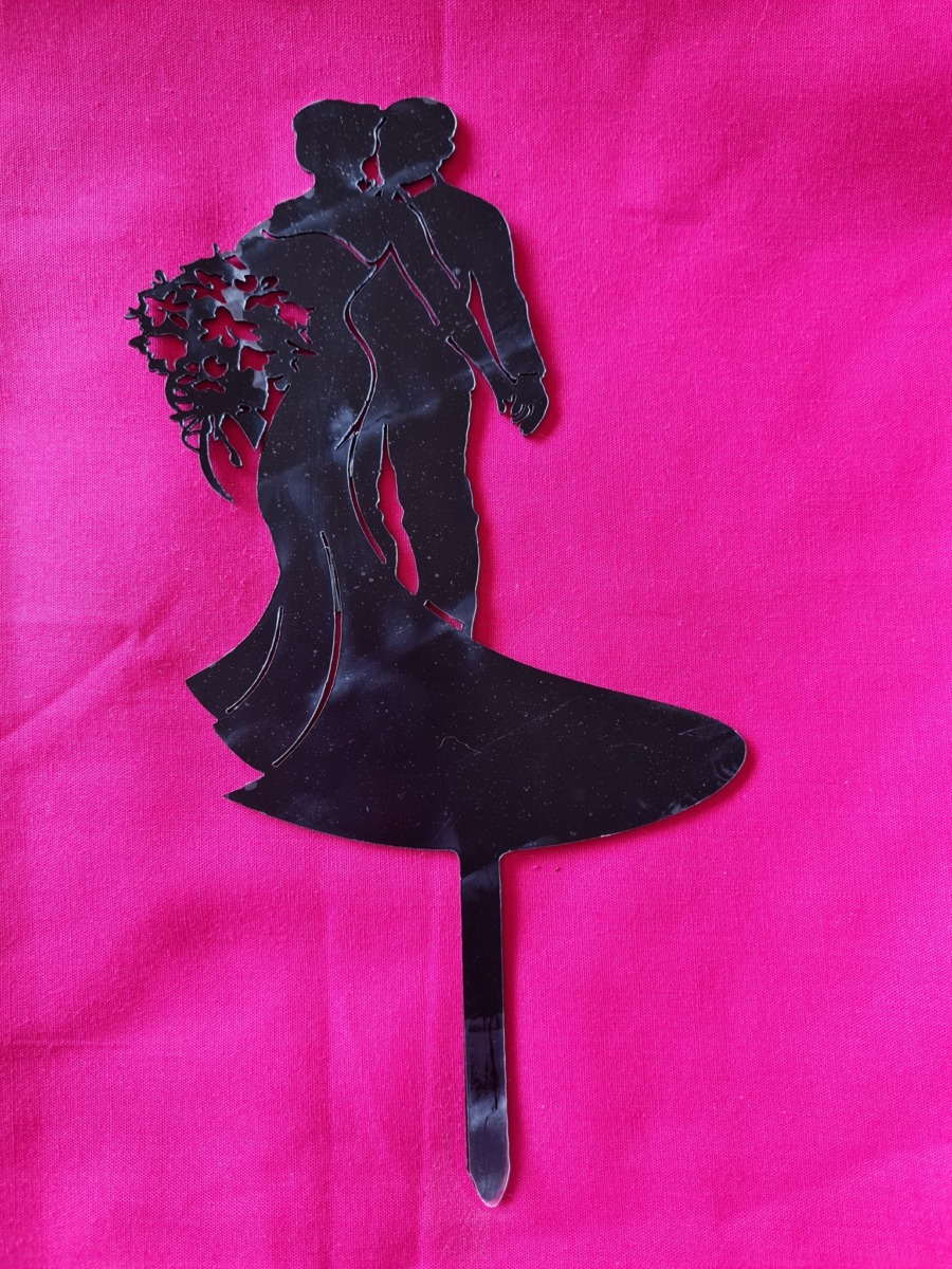 Black acrylic bride and groom wedding cake topper ⋆ Spend With Us - Buy ...