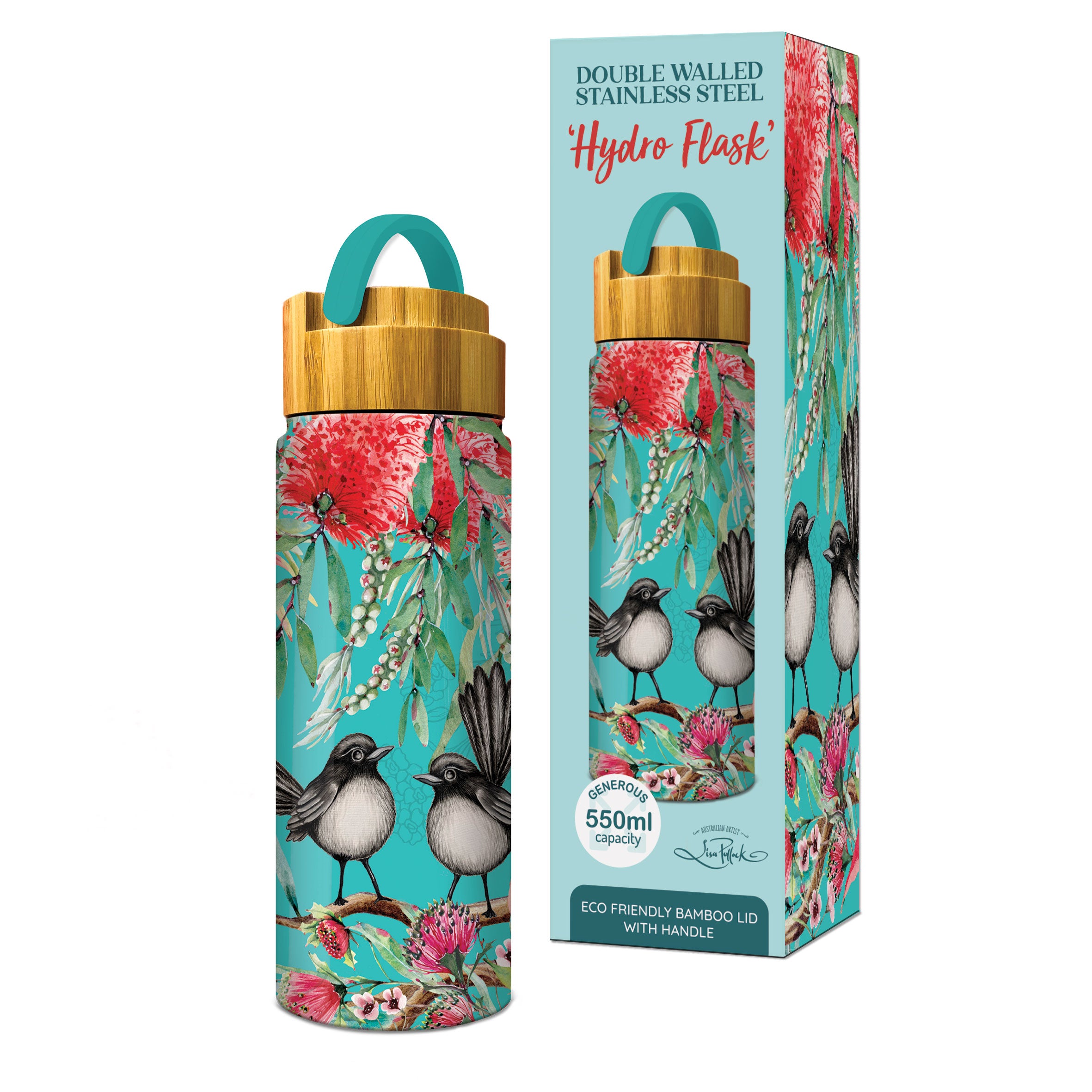 Double Walled Stainless Steel Water Bottle | 550ml | Willy Wagtails ⋆ ...