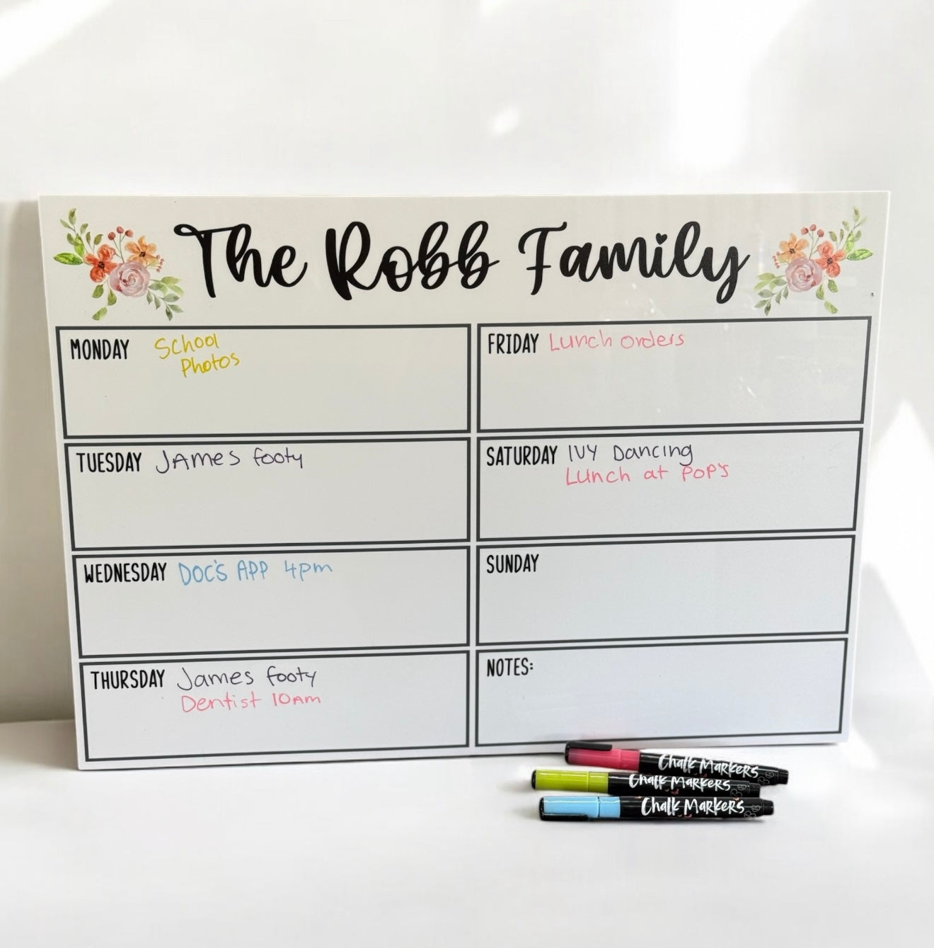Family name - weekly wall planner ⋆ Spend With Us - Buy From a Bush ...