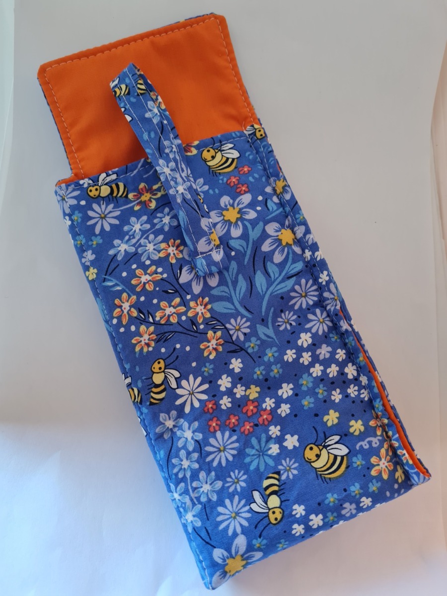 Blue bee print double sided mobile phone holder / wallet / purse ⋆ ...
