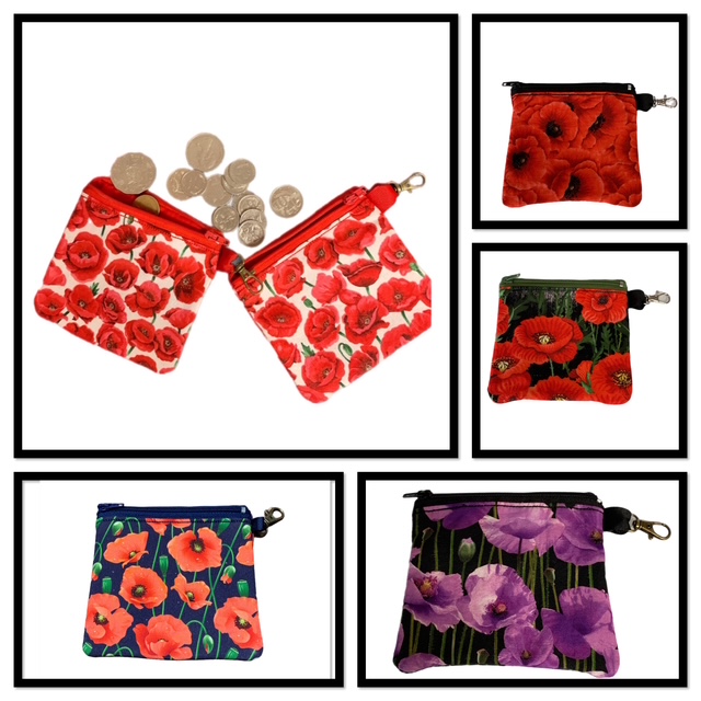 Handmade Lined Coin Purse - Anzac Poppy's ⋆ Spend With Us - Buy From a ...