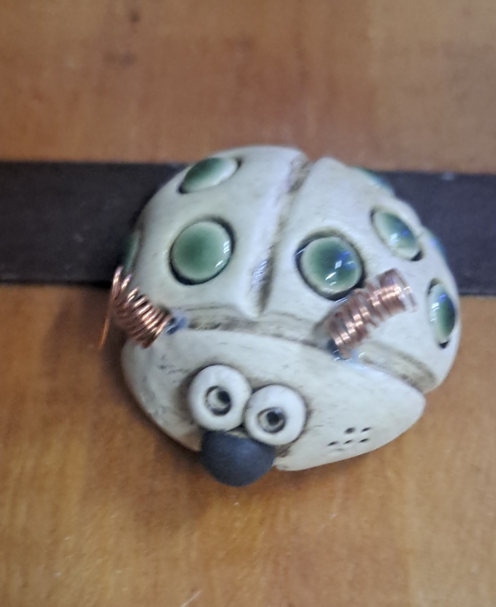"LADY BEETLE GREEN SPOTS" Hand Built Miniature Pottery Sculpture - #50 ...